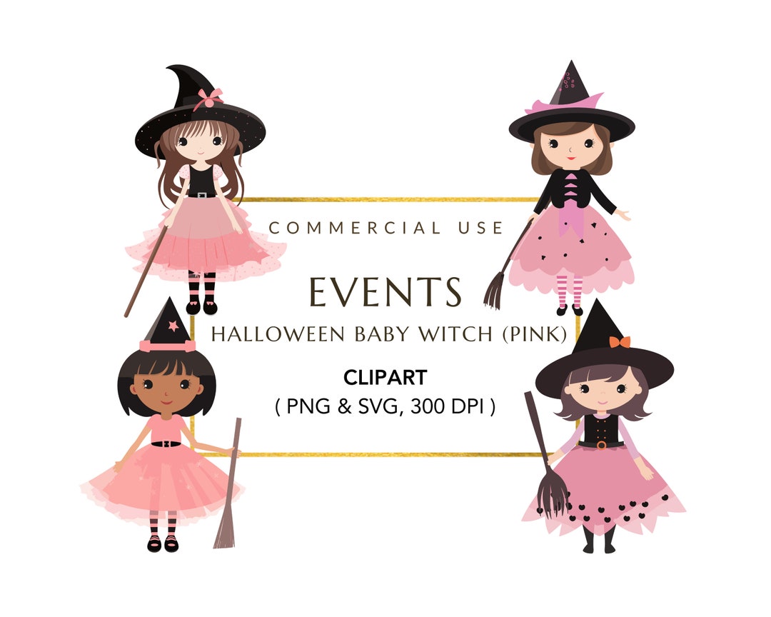 Cute Pink Witch Clipart for Kids | Digital Sticker | Montessori ...