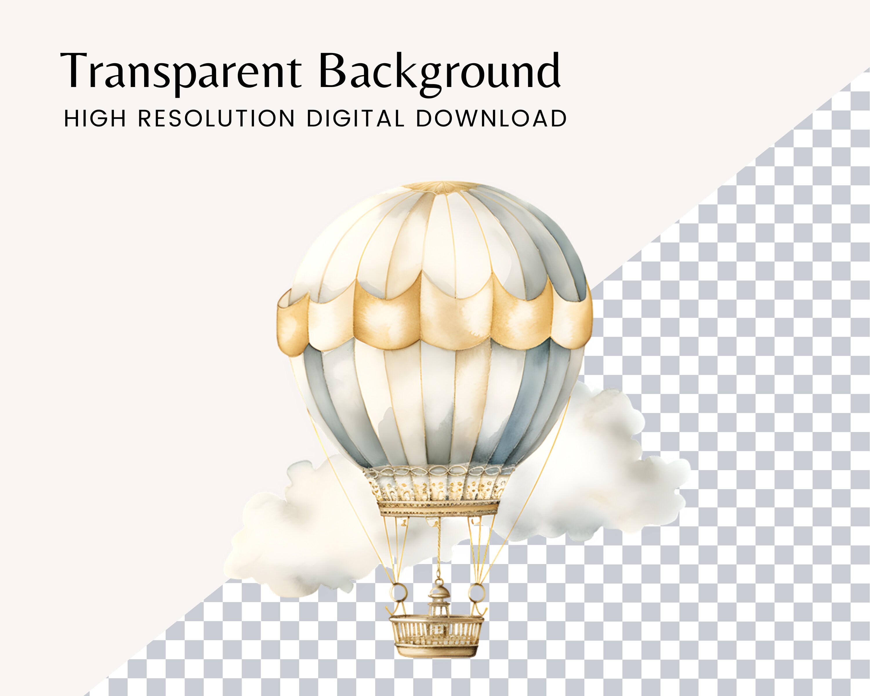 Hot Air Balloon Clipart, Watercolor Baby Shower Clipart, Digital ...