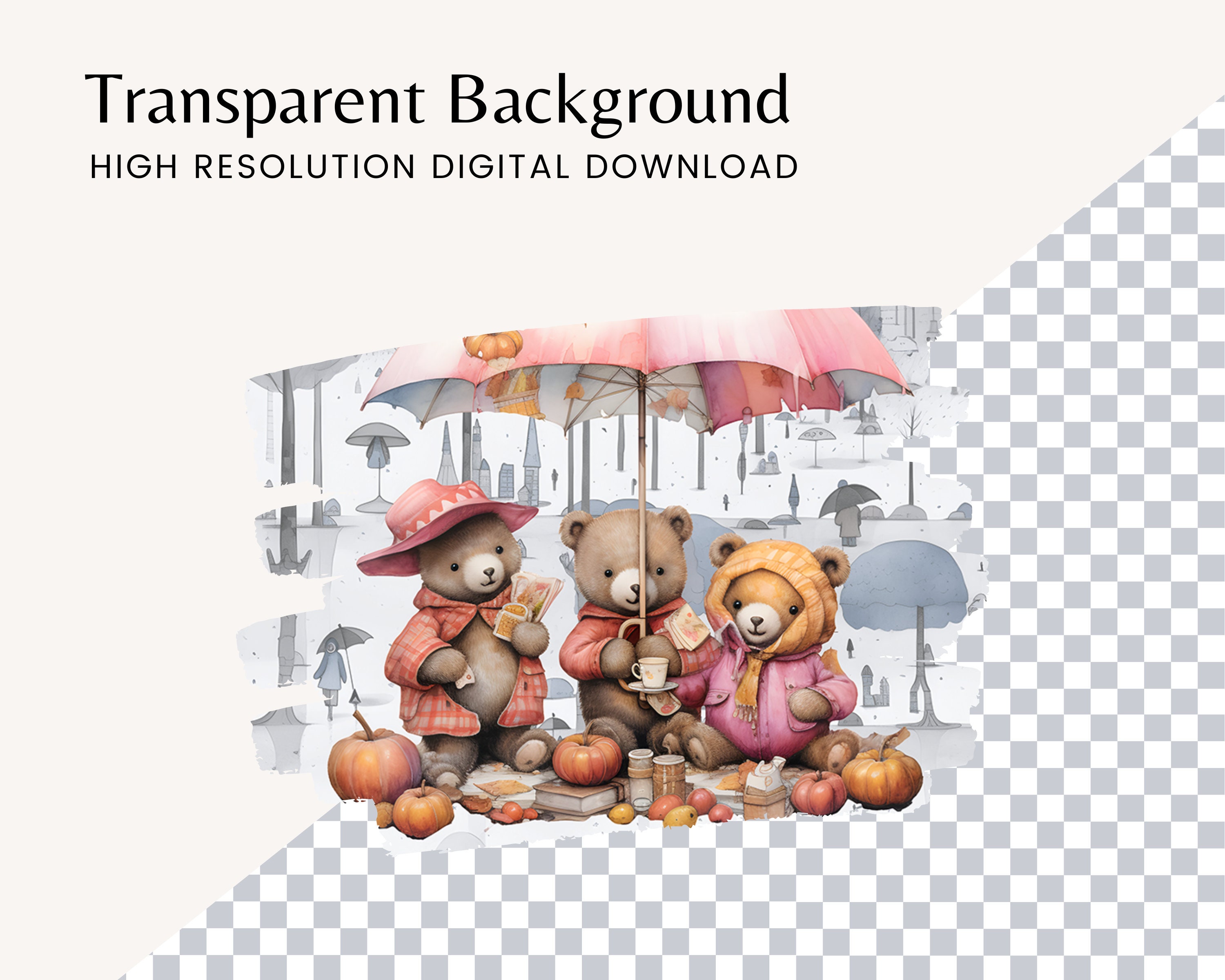 Teddy Bear and Friends Digital Paper, Bff Clipart, Baby Shower Bear ...