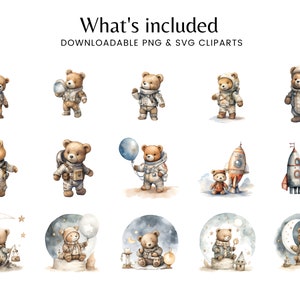 Teddy Bear Astronaut Clipart, Teddy Bear in Space PNG, Animal Astronaut ...