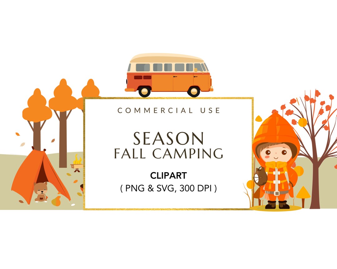 Fall Camping Autumn Clipart, Camper Printable PNG, Fall Caravan PNG ...