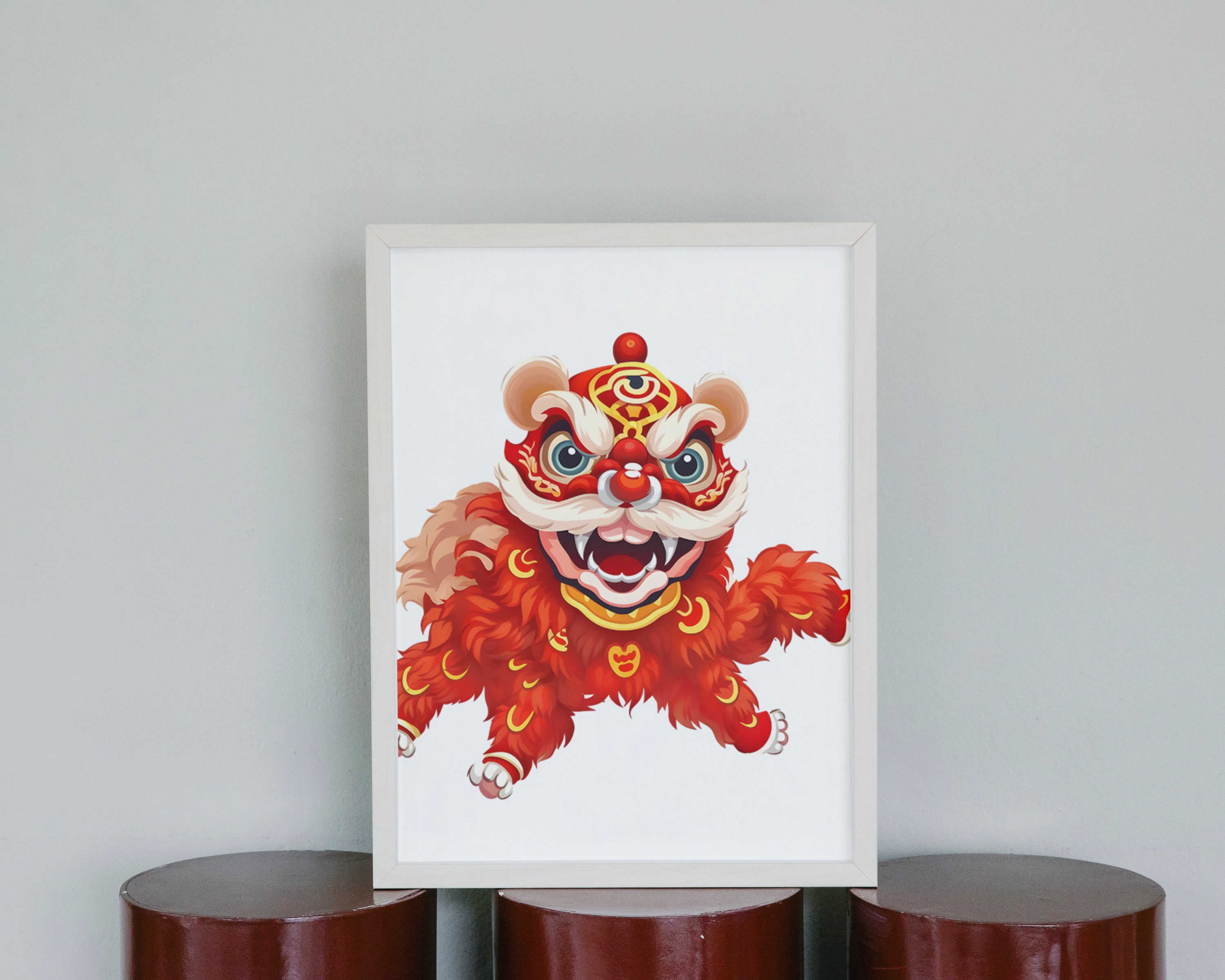 Chinese New Year Clipart, Lion Dance, Digital Download, Cute Dragon ...