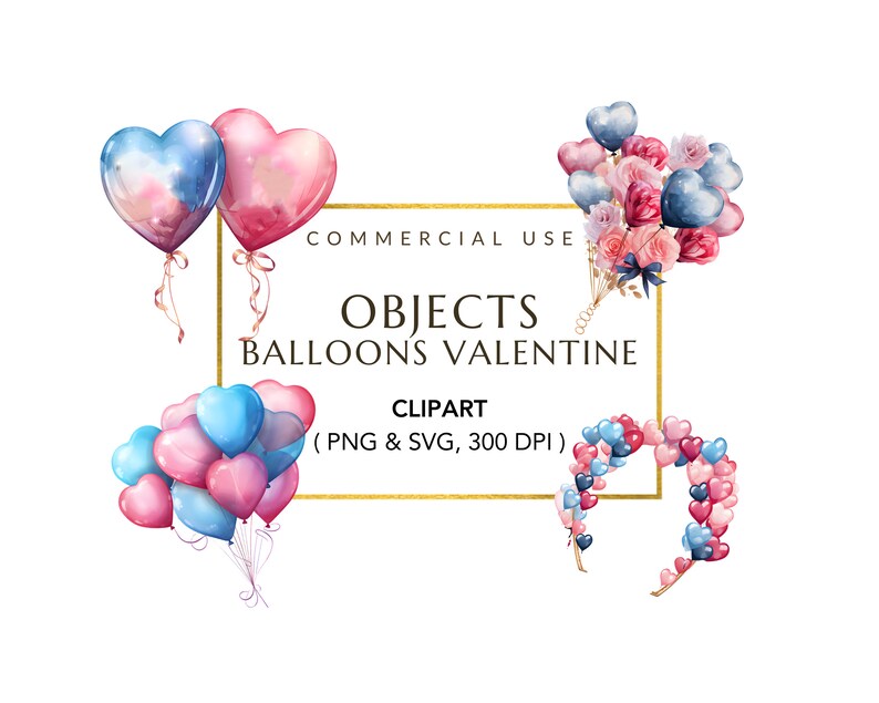 Watercolor Heart Balloon Clipart, Love PNG, Valentine Balloon Clipart ...