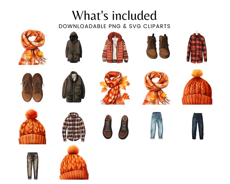 Fall Clothing Clipart Fall Clipart Digital Download Fall Fashion ...