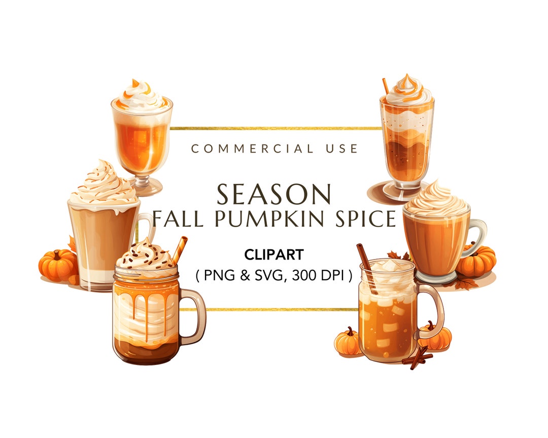 Pumpkin Spice Latte Clipart | Café Illustration | Watercolor Clipart ...