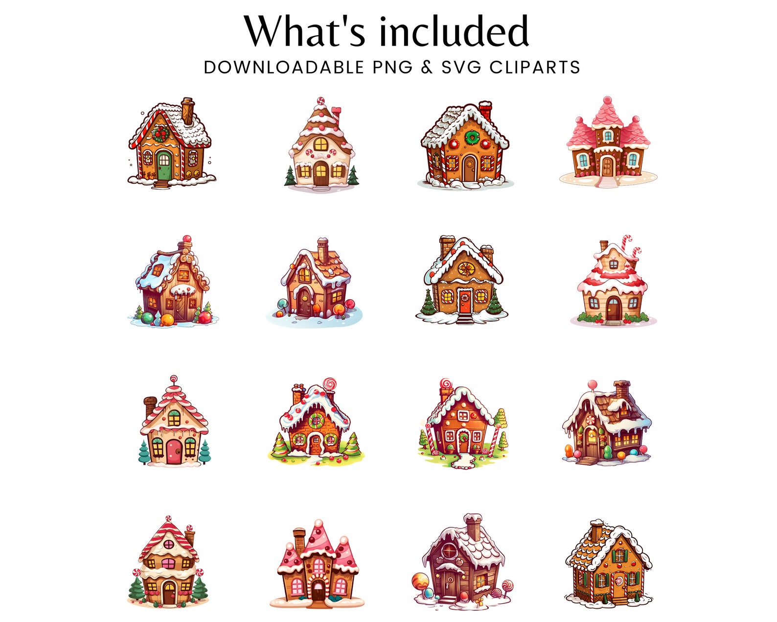 Christmas Gingerbread Houses Clipart, Holiday Clipart, Gingerbread ...