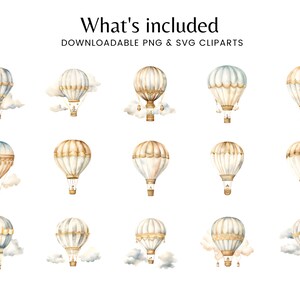 Hot Air Balloon Clipart, Watercolor Baby Shower Clipart, Digital ...