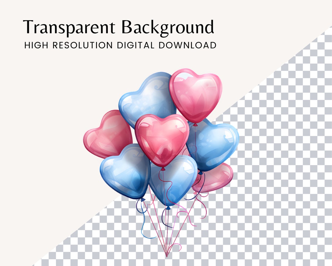 Watercolor Heart Balloon Clipart, Love PNG, Valentine Balloon Clipart ...