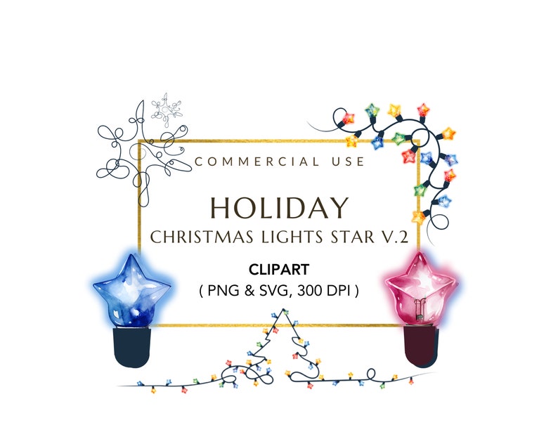 Commercial Use, Christmas Light Clipart, Light String Clipart, Xmas ...