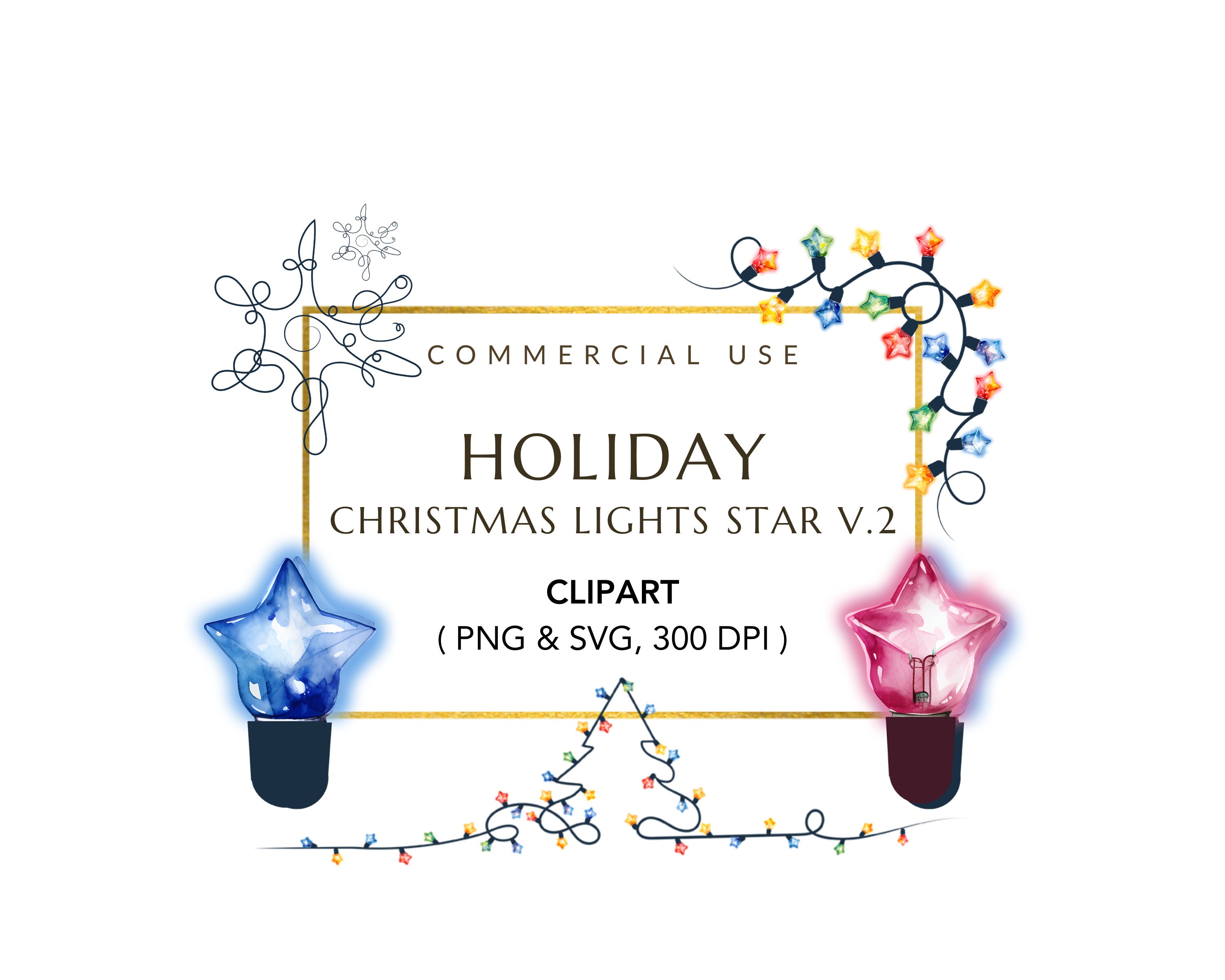 Commercial Use, Christmas Light Clipart, Light String Clipart, Xmas ...