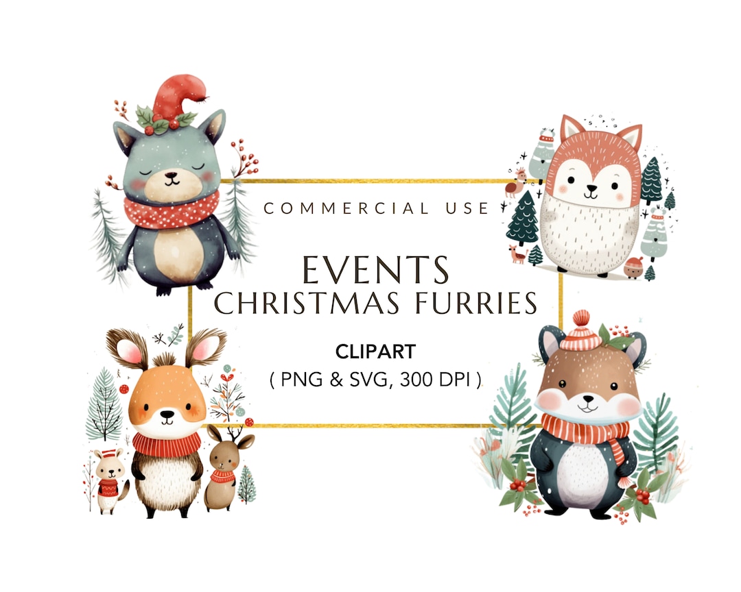 Cute Christmas Animal Clipart Bundle, Woodland Animal Clipart, Winter ...