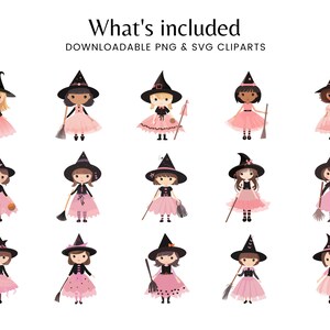 Cute Pink Witch Clipart for Kids | Digital Sticker | Montessori ...