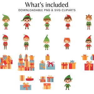 Cute Christmas Elves Clipart Bundle | Christmas Elf Digital Stickers ...