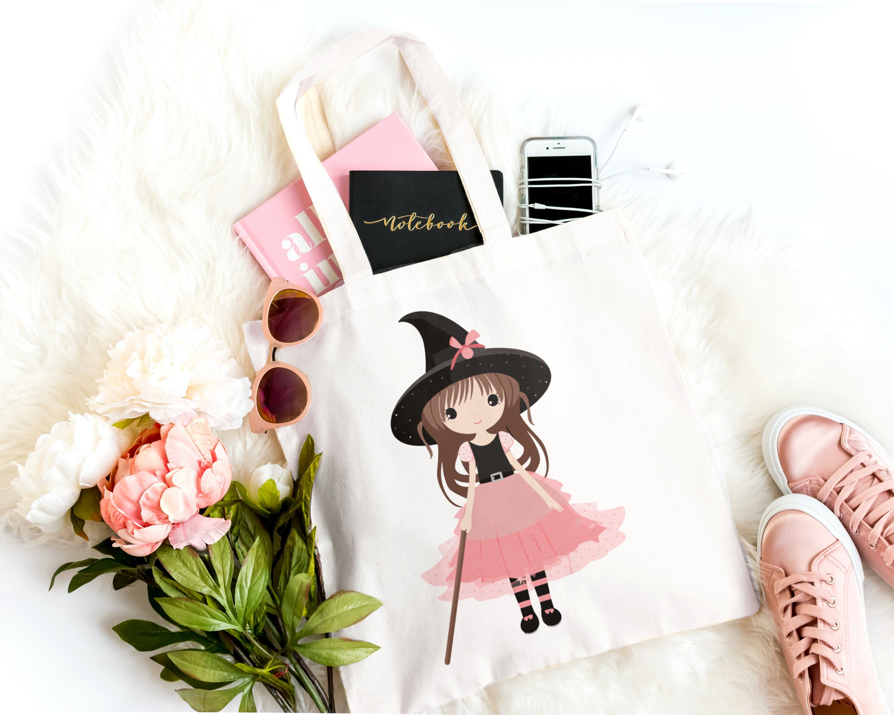 Cute Pink Witch Clipart for Kids Digital Sticker Montessori Printables ...