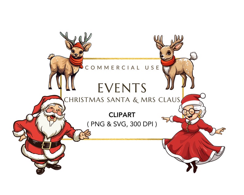 Santa and Mrs. Claus Clipart, Christmas PNG, Mrs. Claus Clipart ...