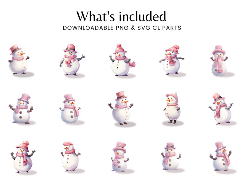 Snowman Clipart, Digital Download, PNG Clipart Bundle Snowman Pack ...