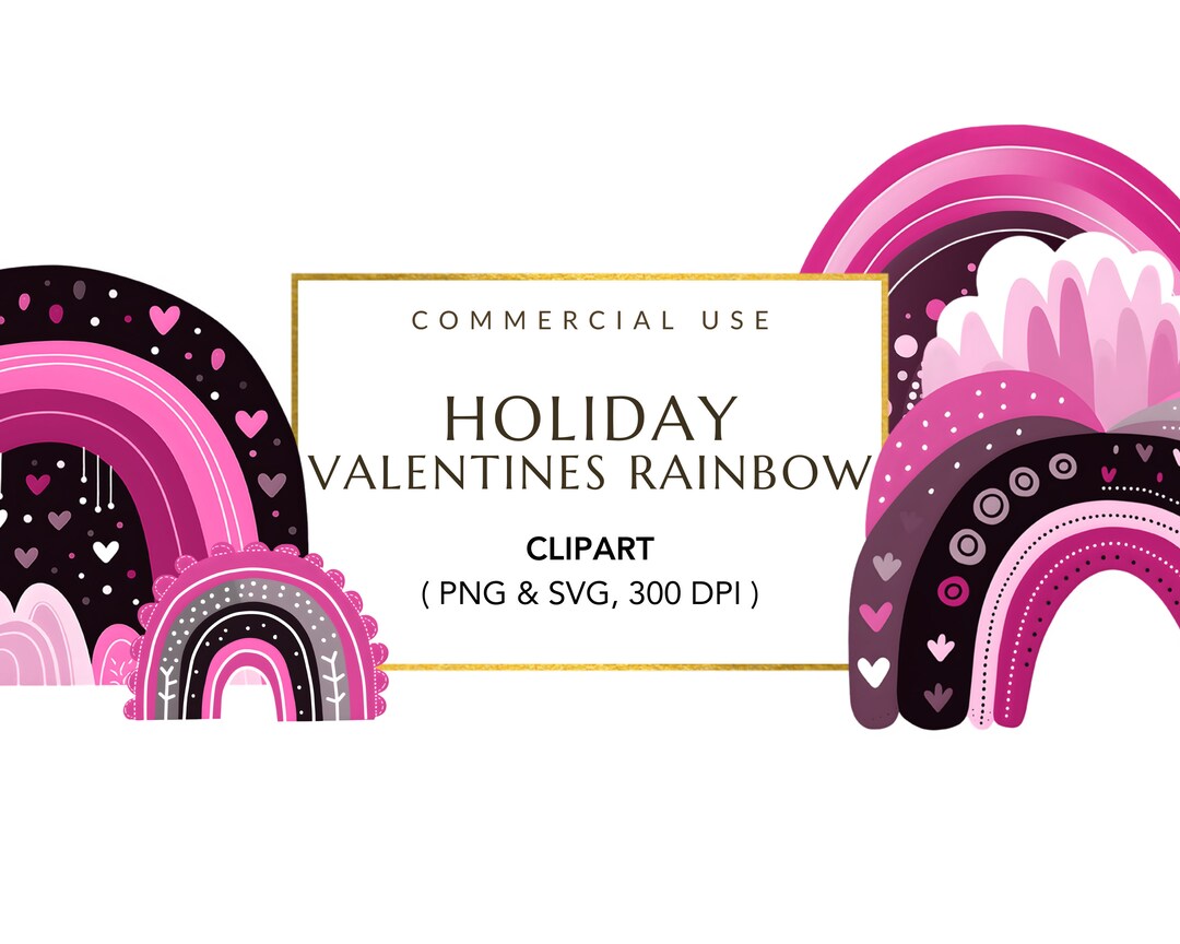 Valentine Clipart, Rainbow PNG, Happy Valentines Day, Printable ...