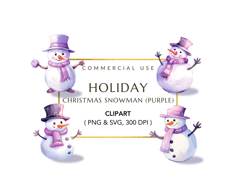 Snowman Clipart, Digital Download, PNG Clipart Bundle Snowman Pack ...