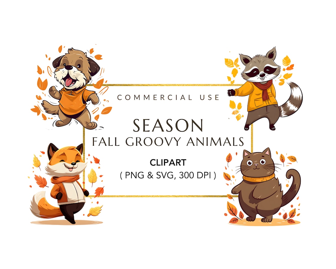 Woodland Animal PNG Kids Clipart Digital Download Fall - Etsy