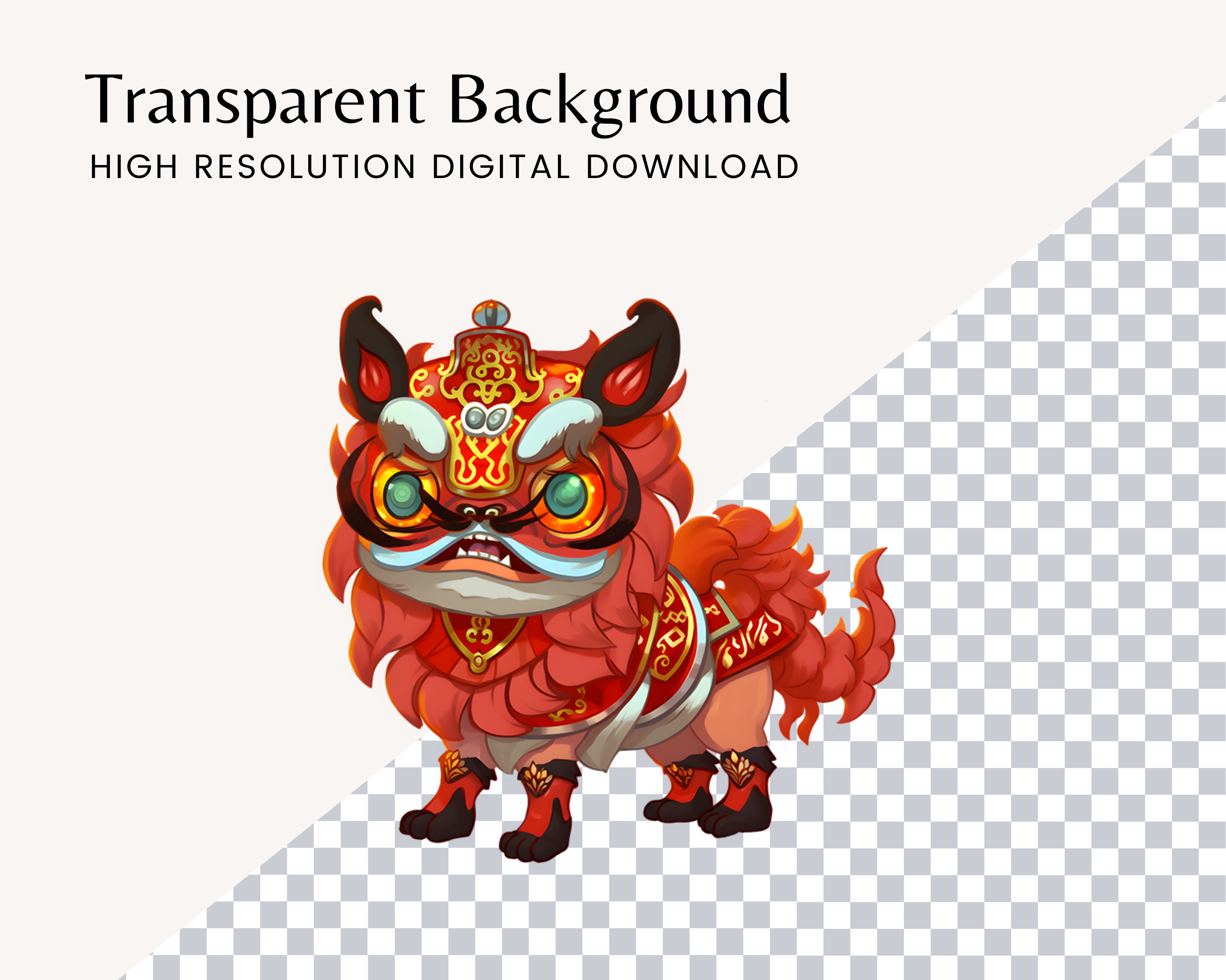 Lion Dance, Chinese New Year Clipart, Chinese Dragon Watercolor Clipart ...