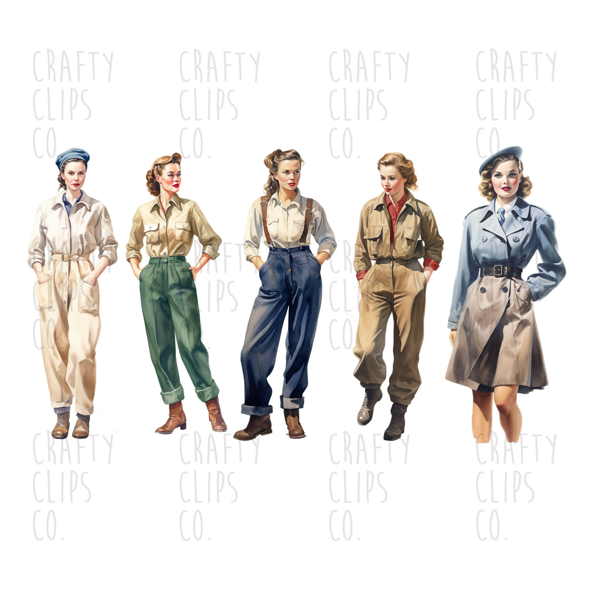 Retro Clipart Set 1940s 40s Vintage Png Designs Retro - Etsy Canada