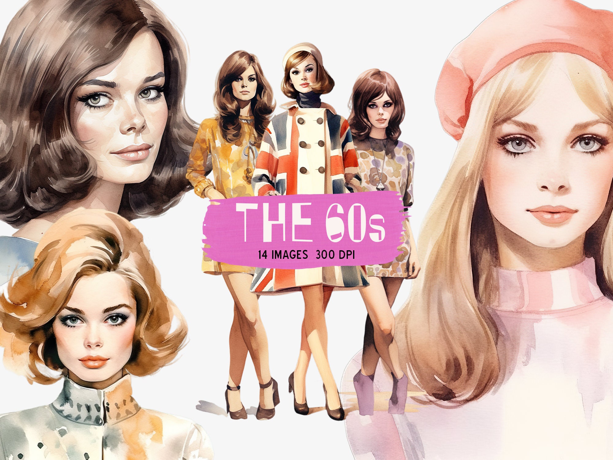 Retro 60s Clipart 60s Clipart Retro Clipart Set Vintage Png - Etsy Australia