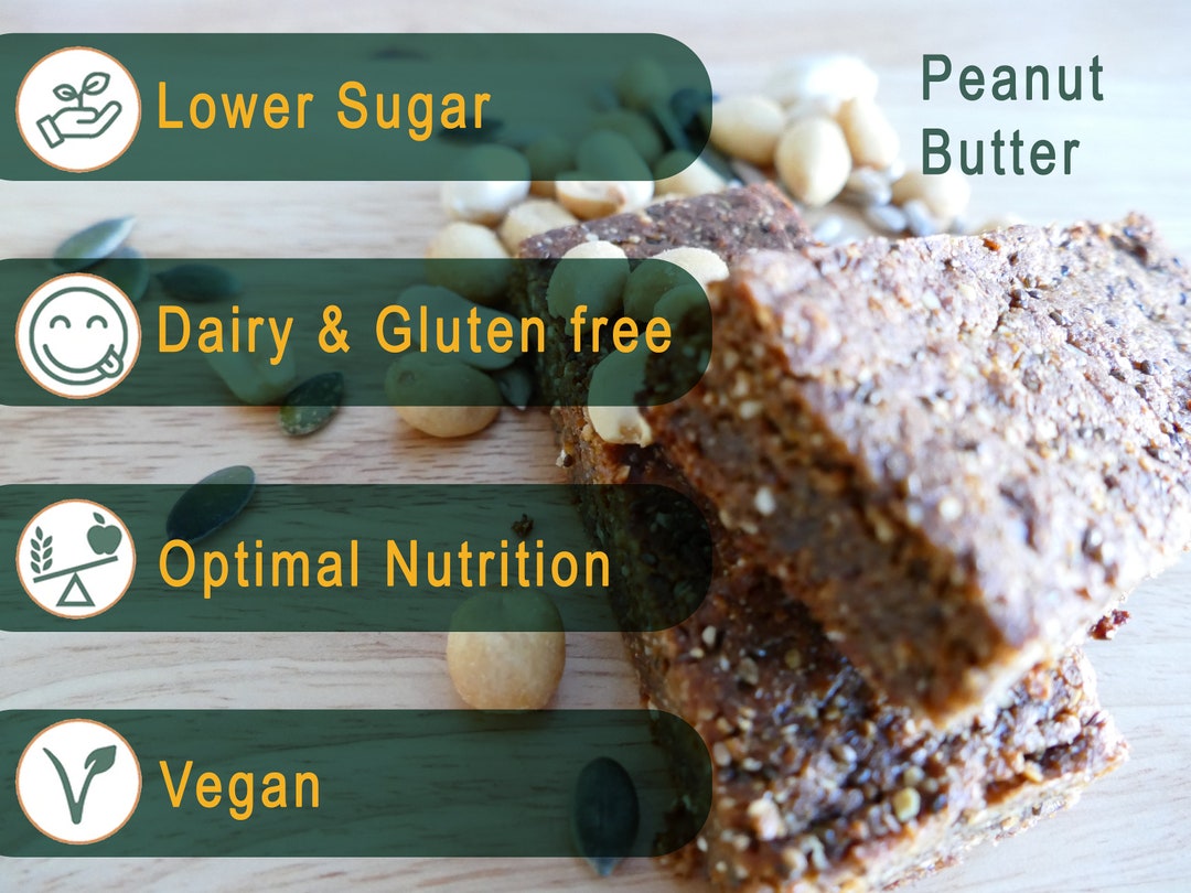 Peanut Butter - Vegan Prebiotic Protein Bars - Etsy