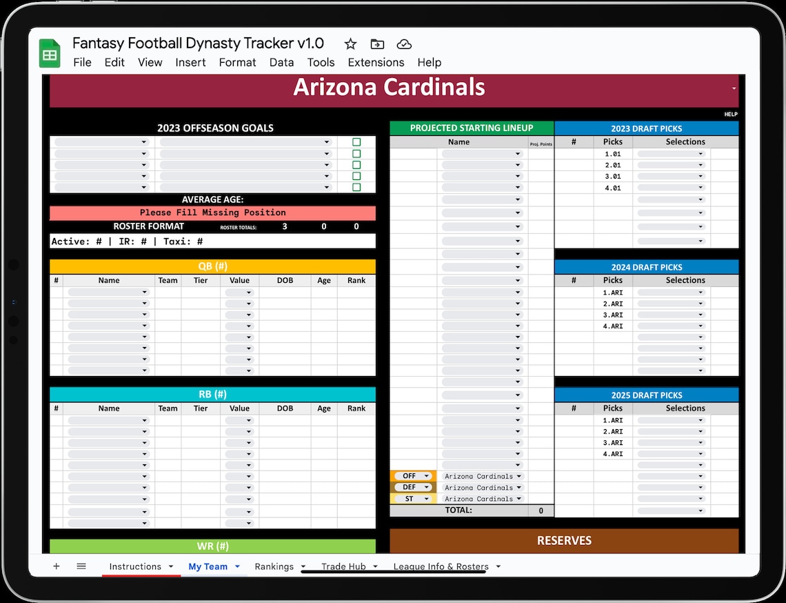 Fantasy Football Dynasty Tracker V1.0 [google Spreadsheet] - Visualize ...