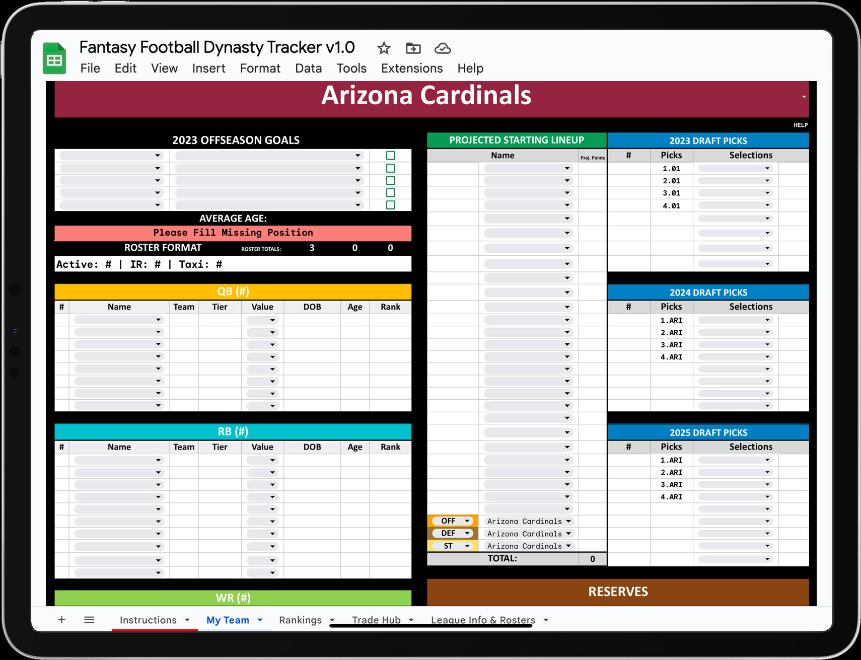 Fantasy Football Dynasty Tracker V1.0 [google Spreadsheet] - Visualize ...