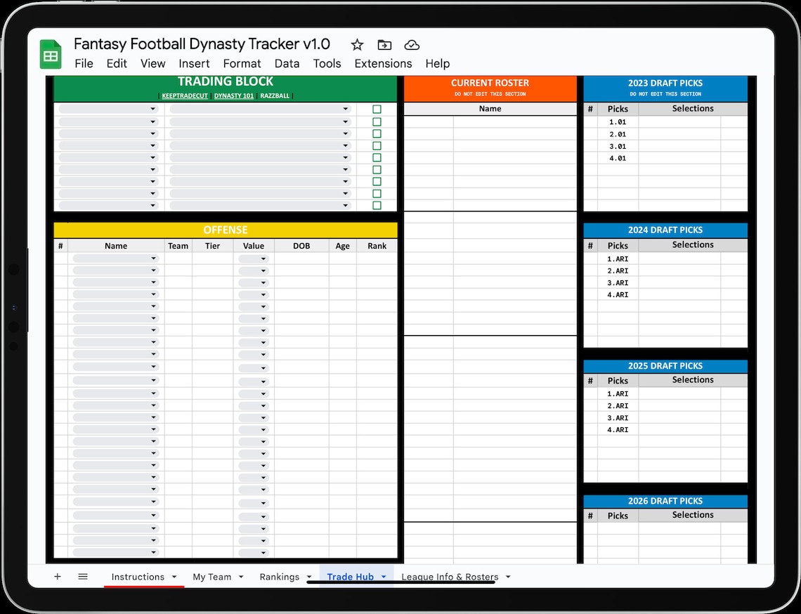 Fantasy Football Dynasty Tracker V1.0 [google Spreadsheet] - Visualize ...