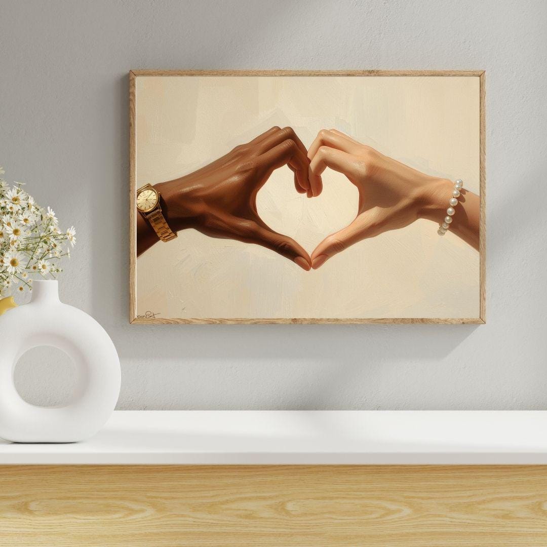Fine Art Oil Painting of Two Human Hands Forming a Heart Poster: 70s ...
