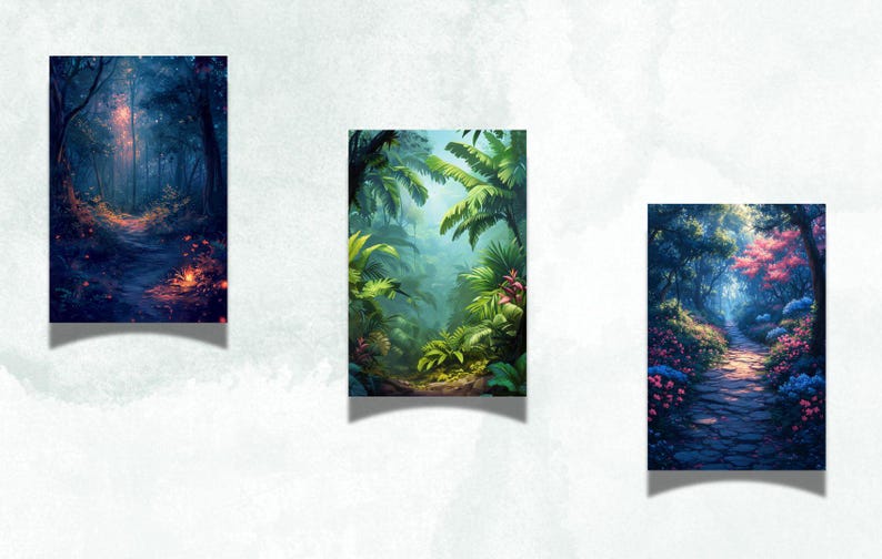 Printable Fantasy Enchanted Forest Digital Paper, Magical Mystery ...