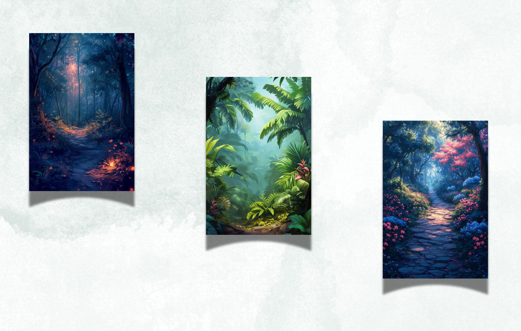 Printable Fantasy Enchanted Forest Digital Paper, Magical Mystery ...