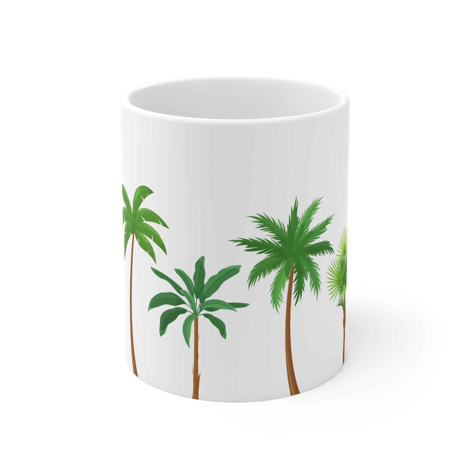 Tropical Paradise Coffee Mug Cute Palm Trees Design on White Ceramic ...