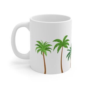 Tropical Paradise Coffee Mug | Cute Palm Trees Design on White Ceramic ...