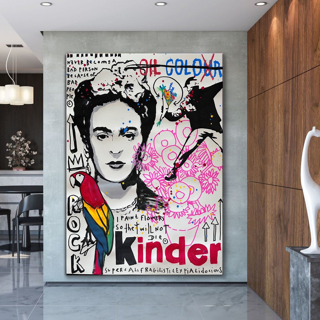 Banksy Style Frida Kahlo Graffiti Pop Art Canvas Frida Kinder - Etsy
