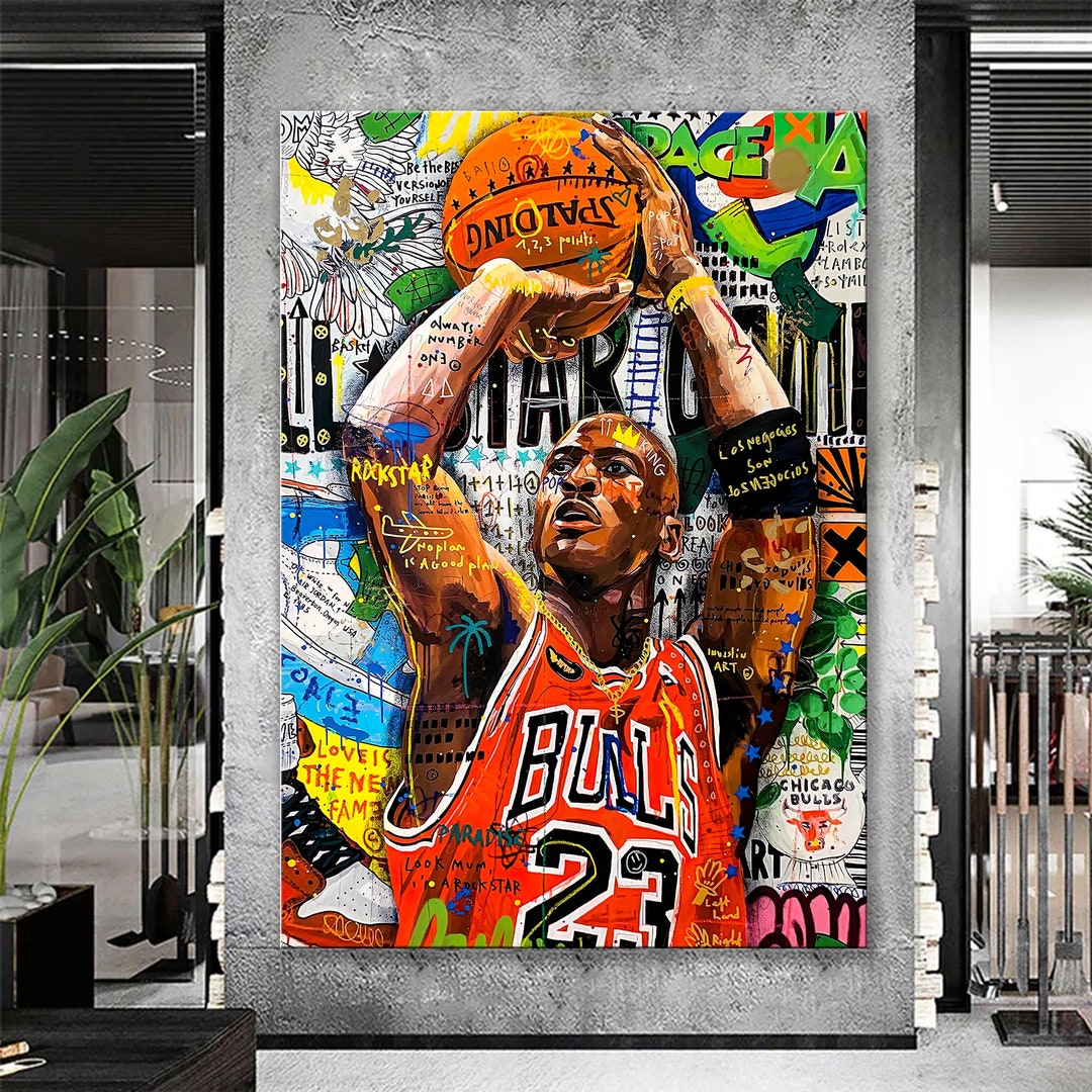 Michael Jordan Graffiti Canvas Banksy Style Printrolled - Etsy