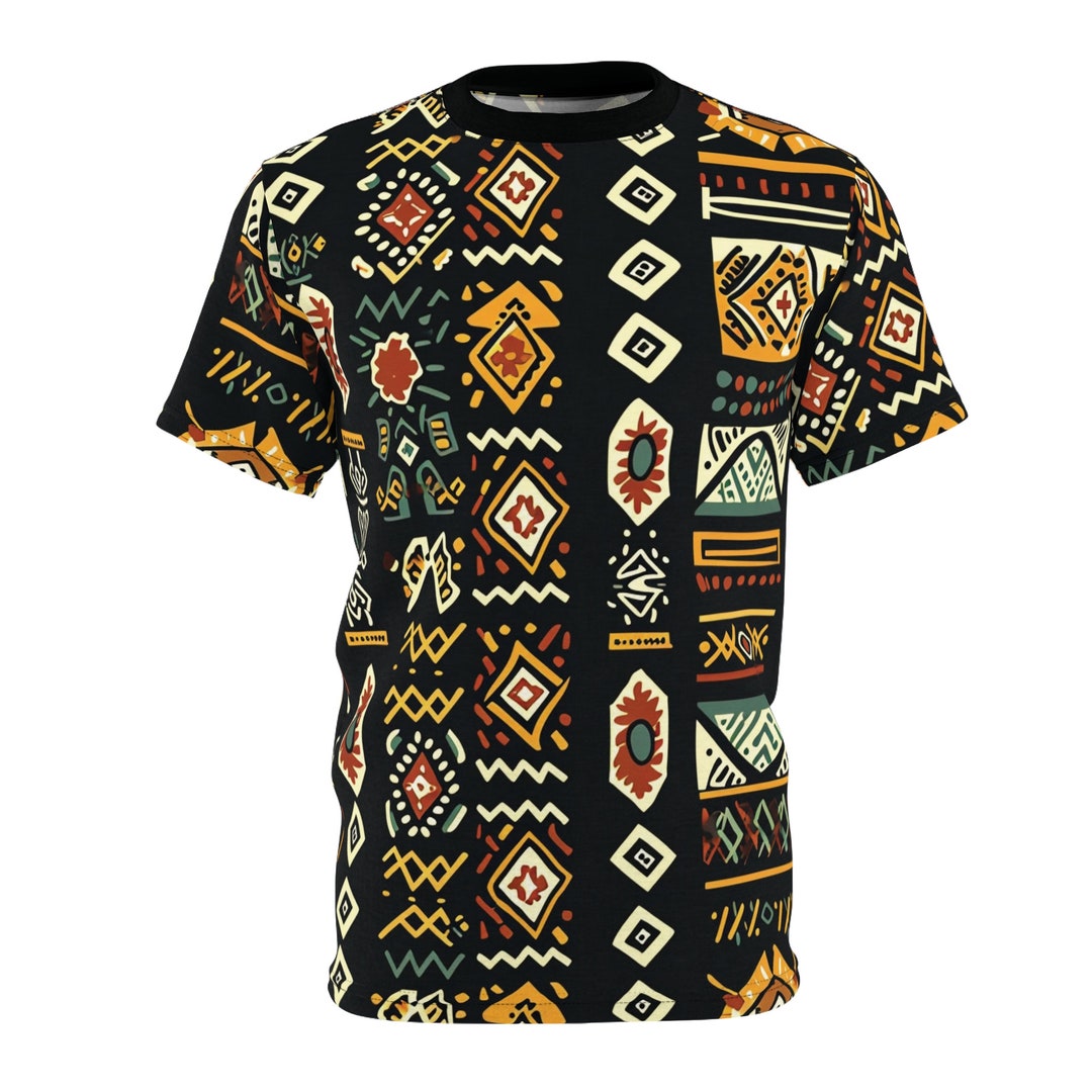 Tee With Traditional African Print; Proud Black Tee; African Heritage T ...