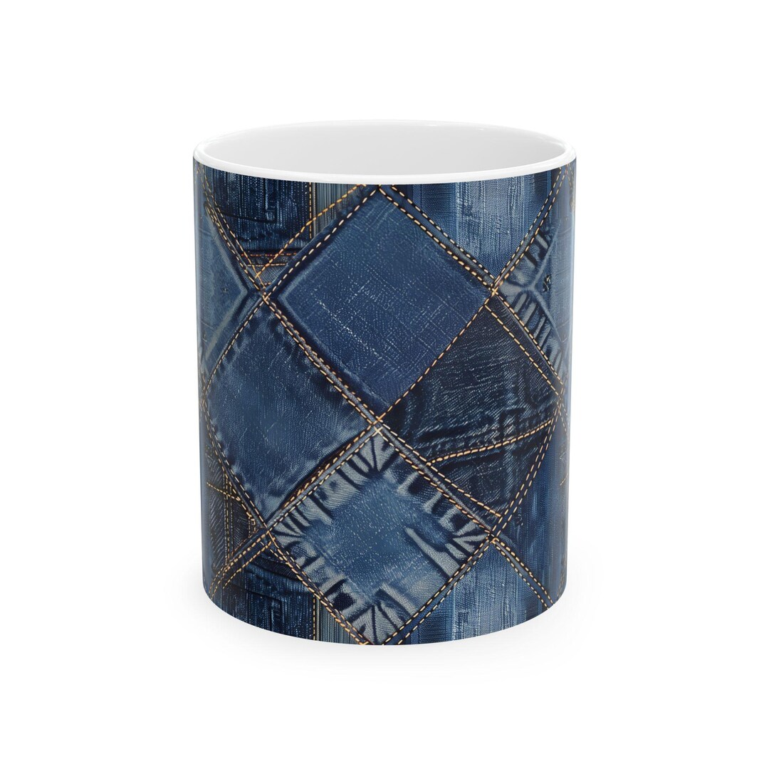 Denim Blue Jeans Ceramic Mug, Cool Home Decor Gift, 11oz Cup, Unique ...