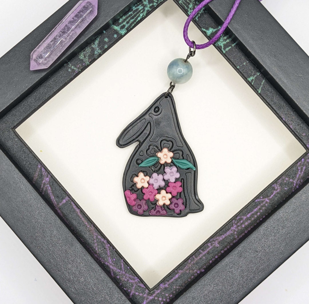Moon Gazing Hare Pendant, Witch Aesthetic, Cottage Core, Fairy Core ...
