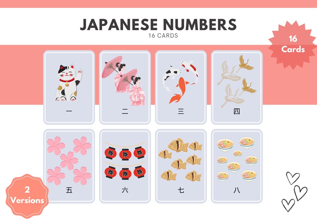 Printable Japanese Number Flash Cards: Japanese-english Learning (PDF ...