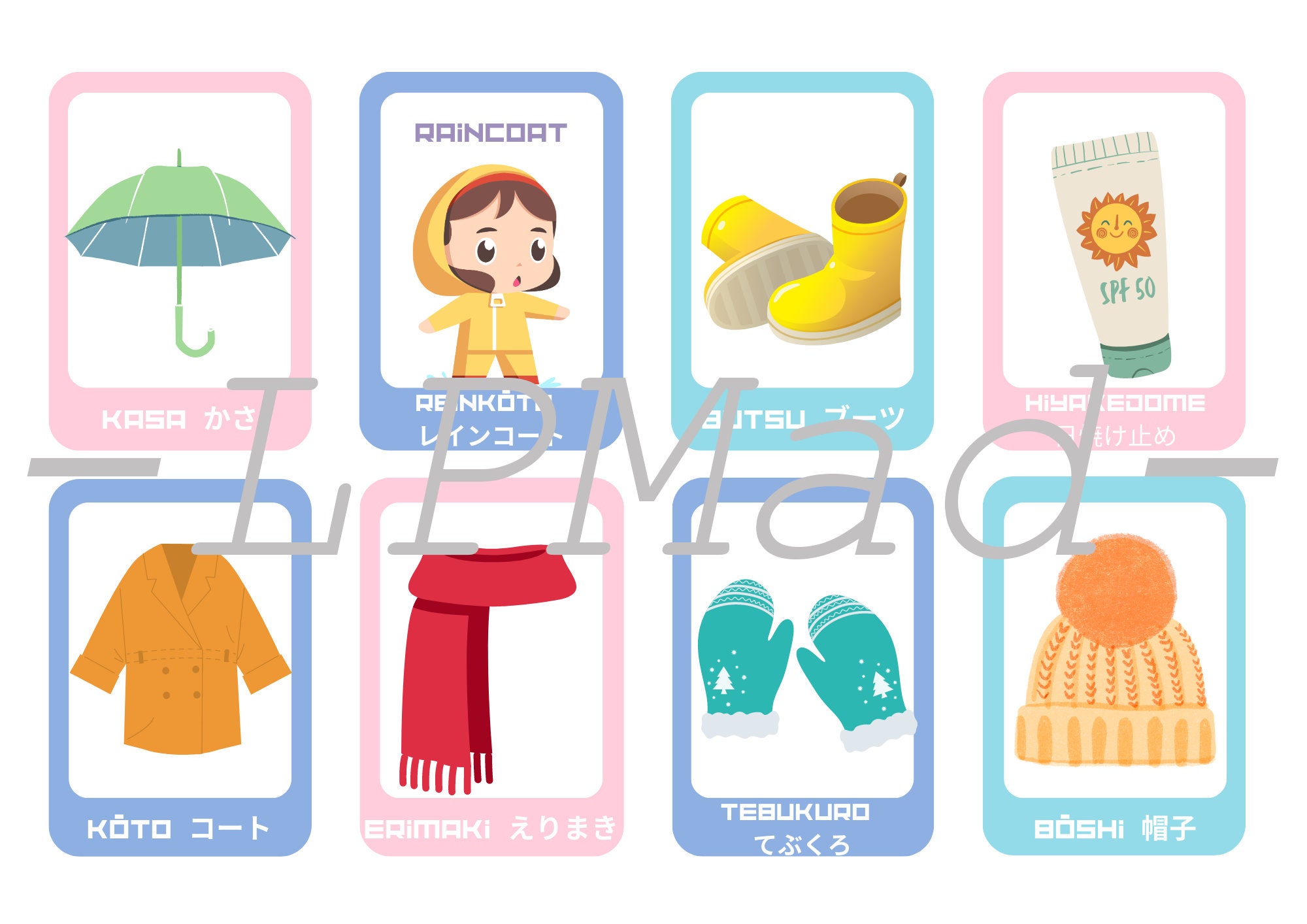 Japanese Weather Flash Cards: Printable Resource for Learning Japanese ...