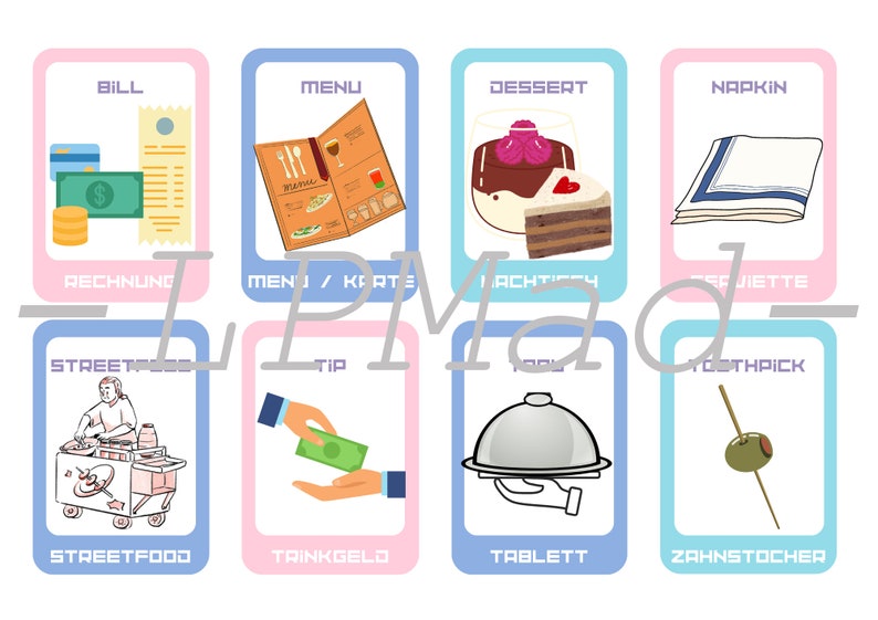 180+ Printable German Food and Drink Flash Cards, Resource for Learning ...