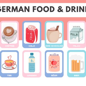 180+ Printable German Food and Drink Flash Cards, Resource for Learning ...