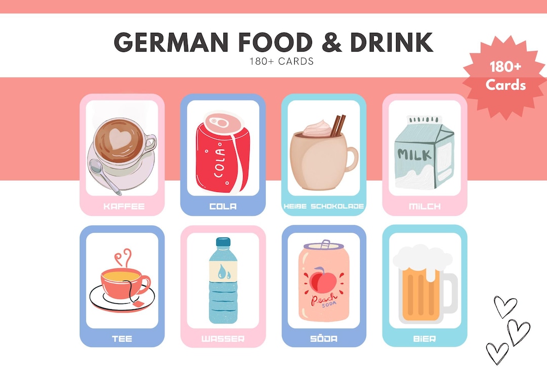 Printable German Food Flash Cards: German-english Vocabulary (PDF ...