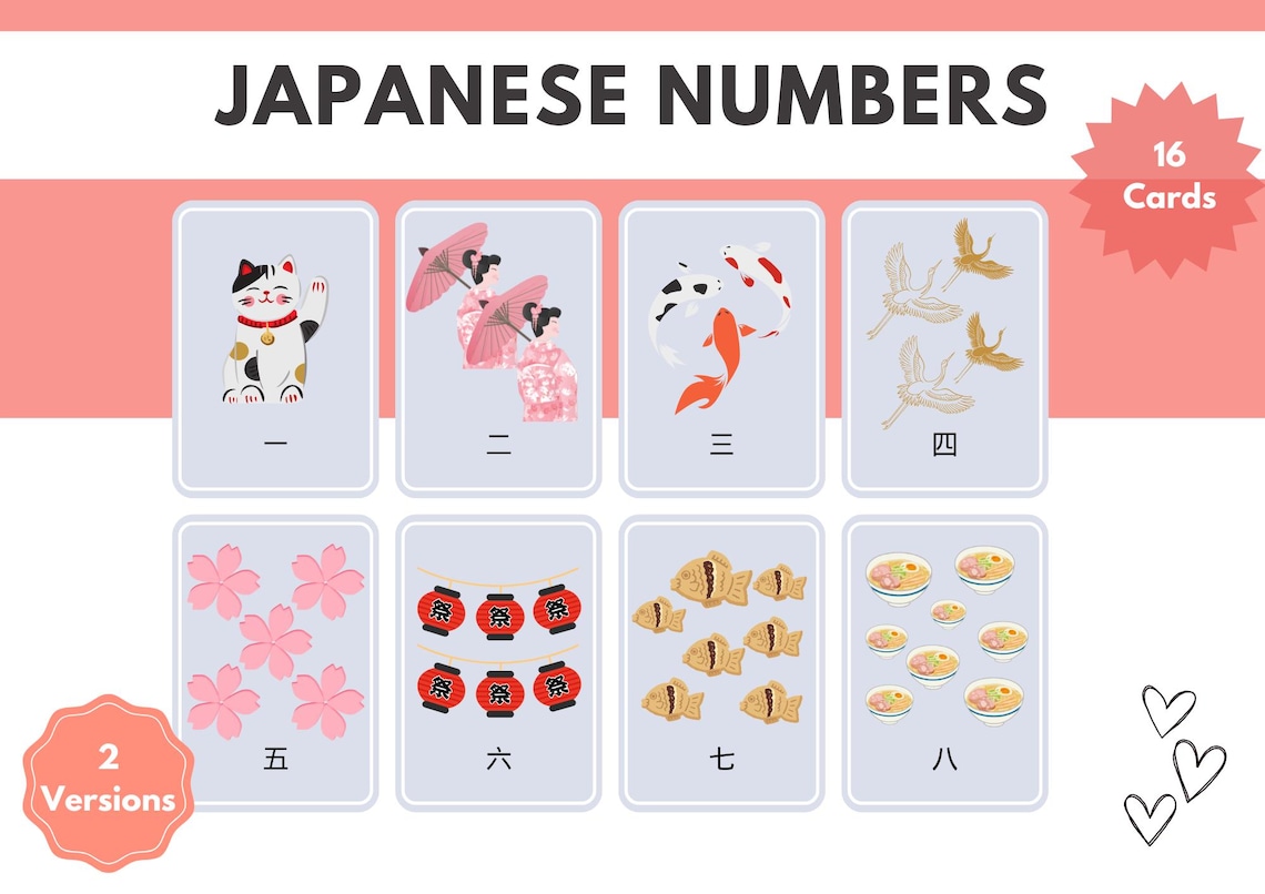 16 Printable Japanese Number Flash Cards, Resource for Learning ...