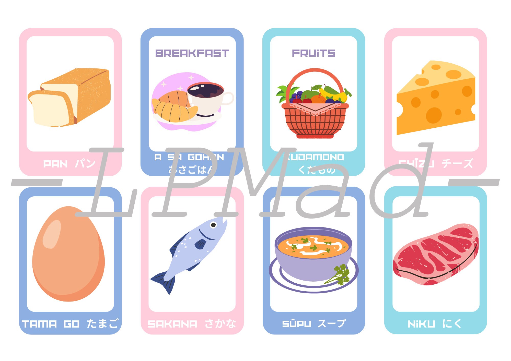 180 Printable Japanese Food and Drink Flash Cards, Resource for ...