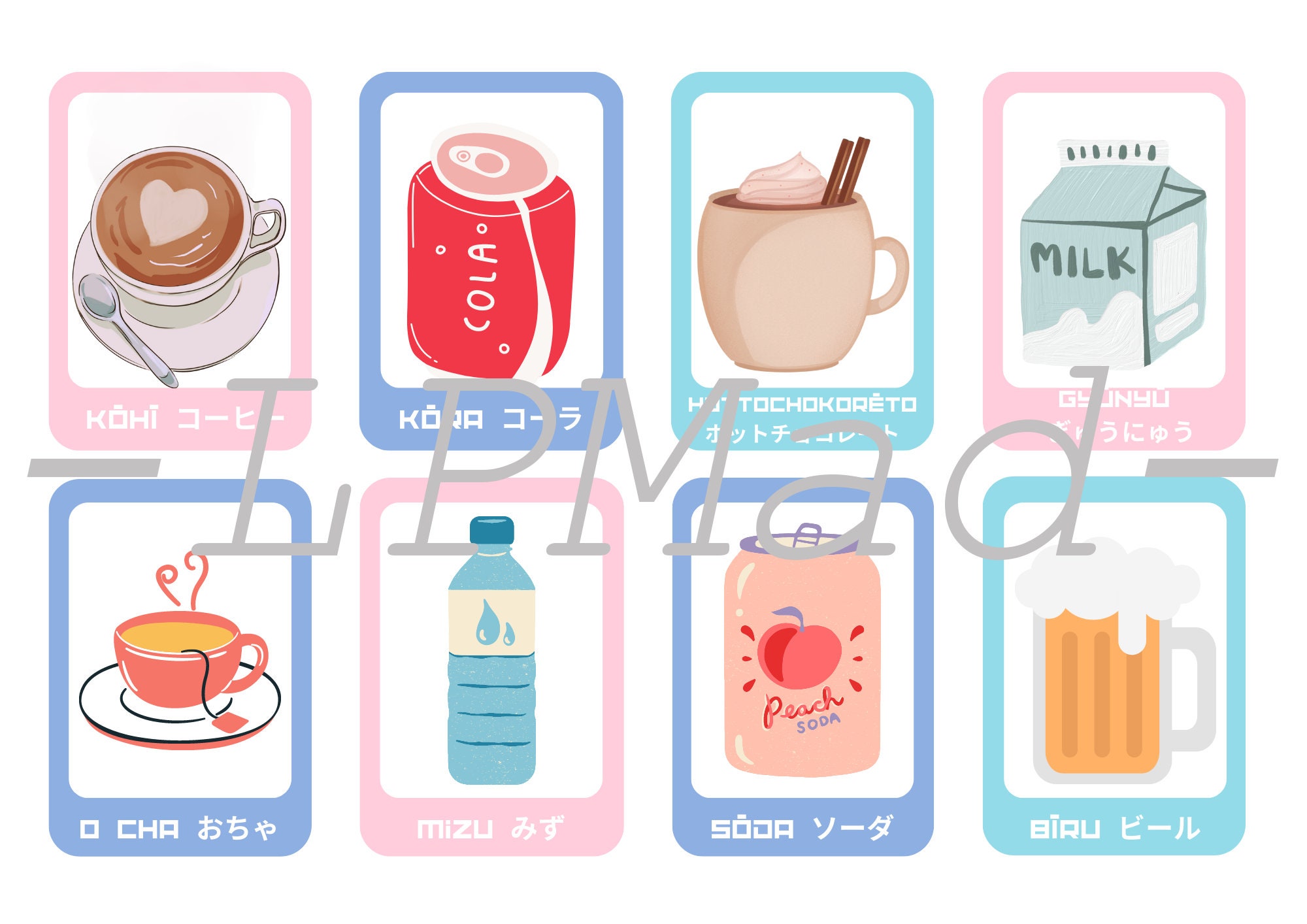 180 Printable Japanese Food and Drink Flash Cards, Resource for ...