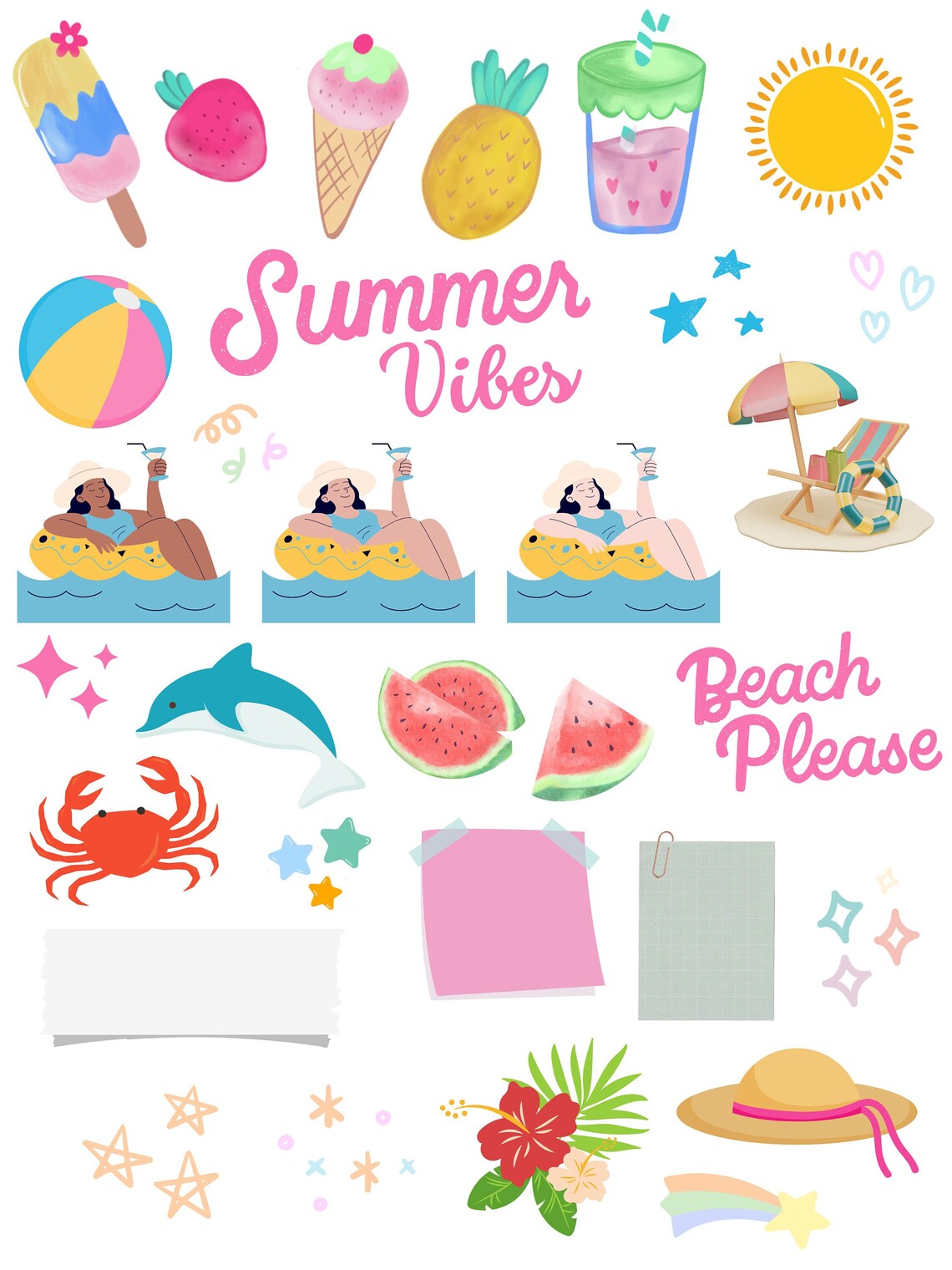 Sticker Sheet - Summer Vacation | Stickers, Goodnotes 5 iPad Planner ...