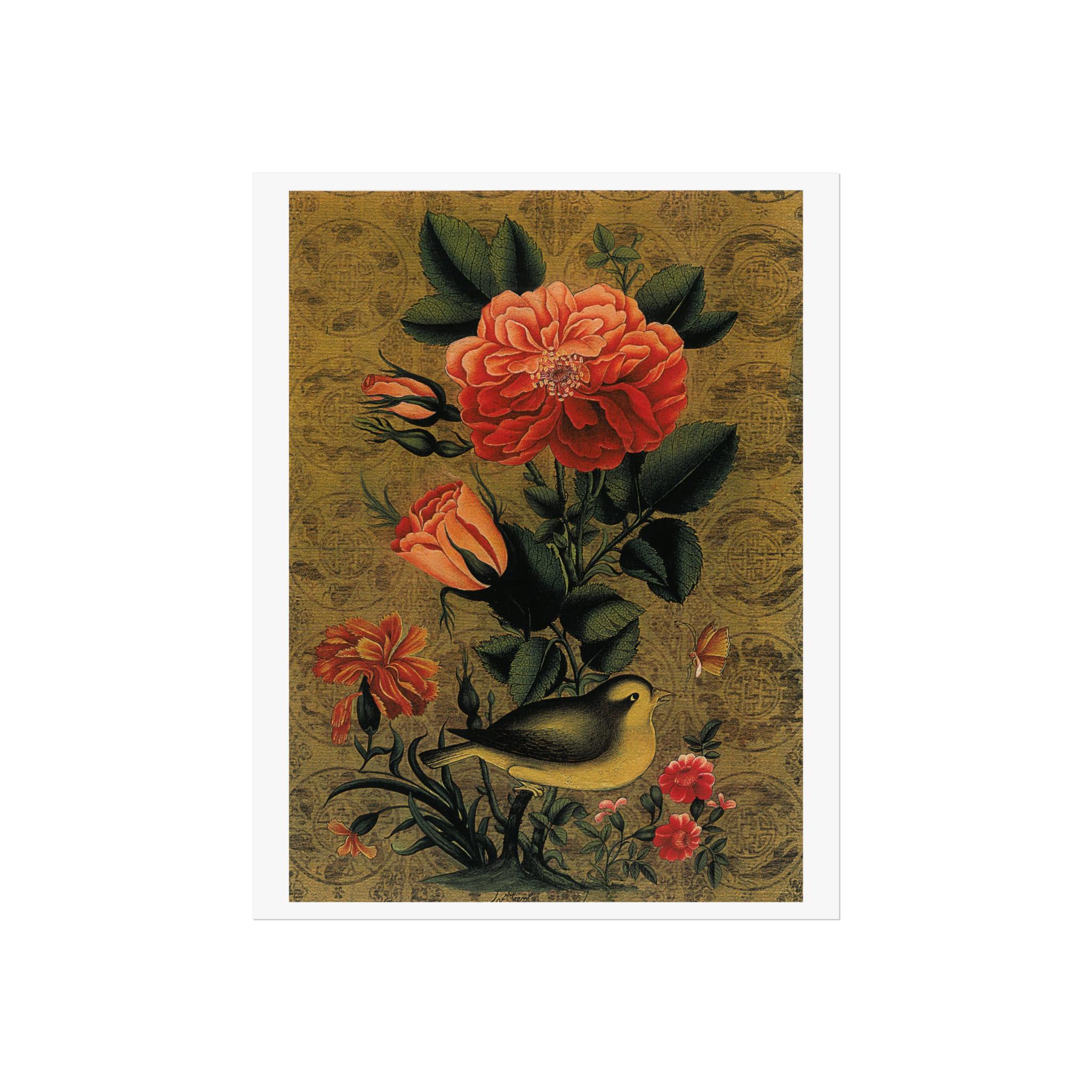 Persian Vintage Floral Art Poster, Persian Gol O Morgh Painting ...